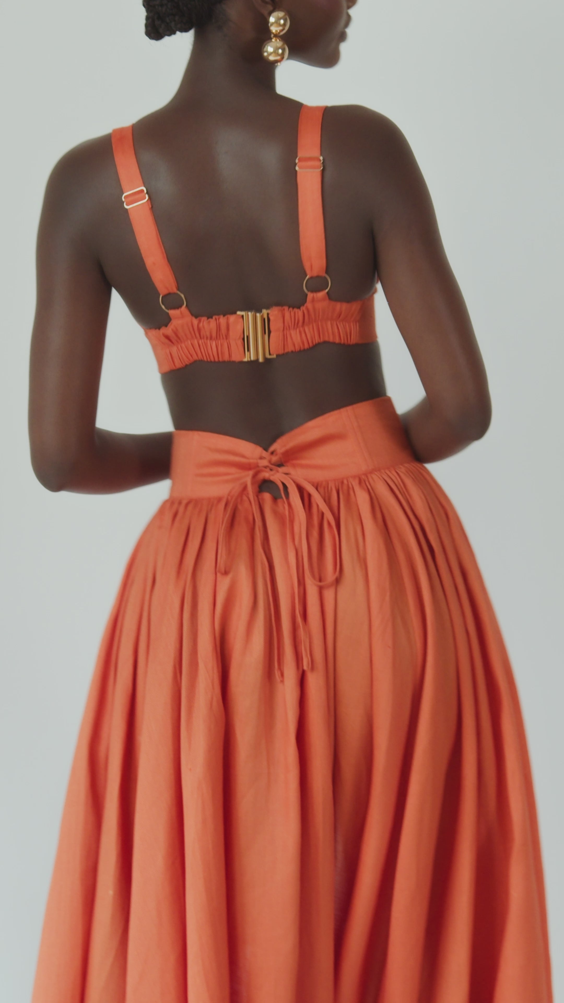 Linen DANI Maxi skirt in Orange – OFUURE