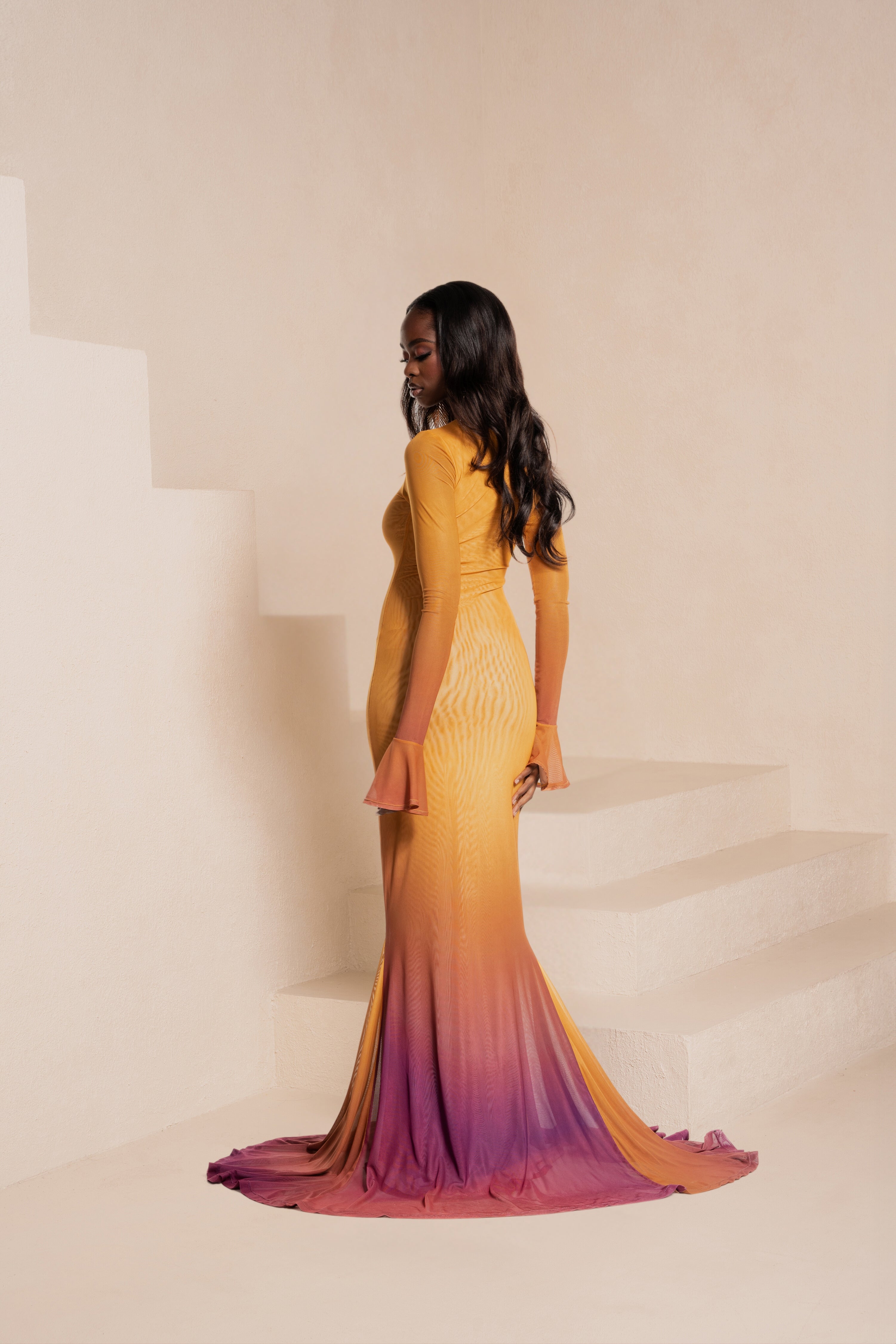 SOL MERMAID MAXI MESH DRESS – OFUURE