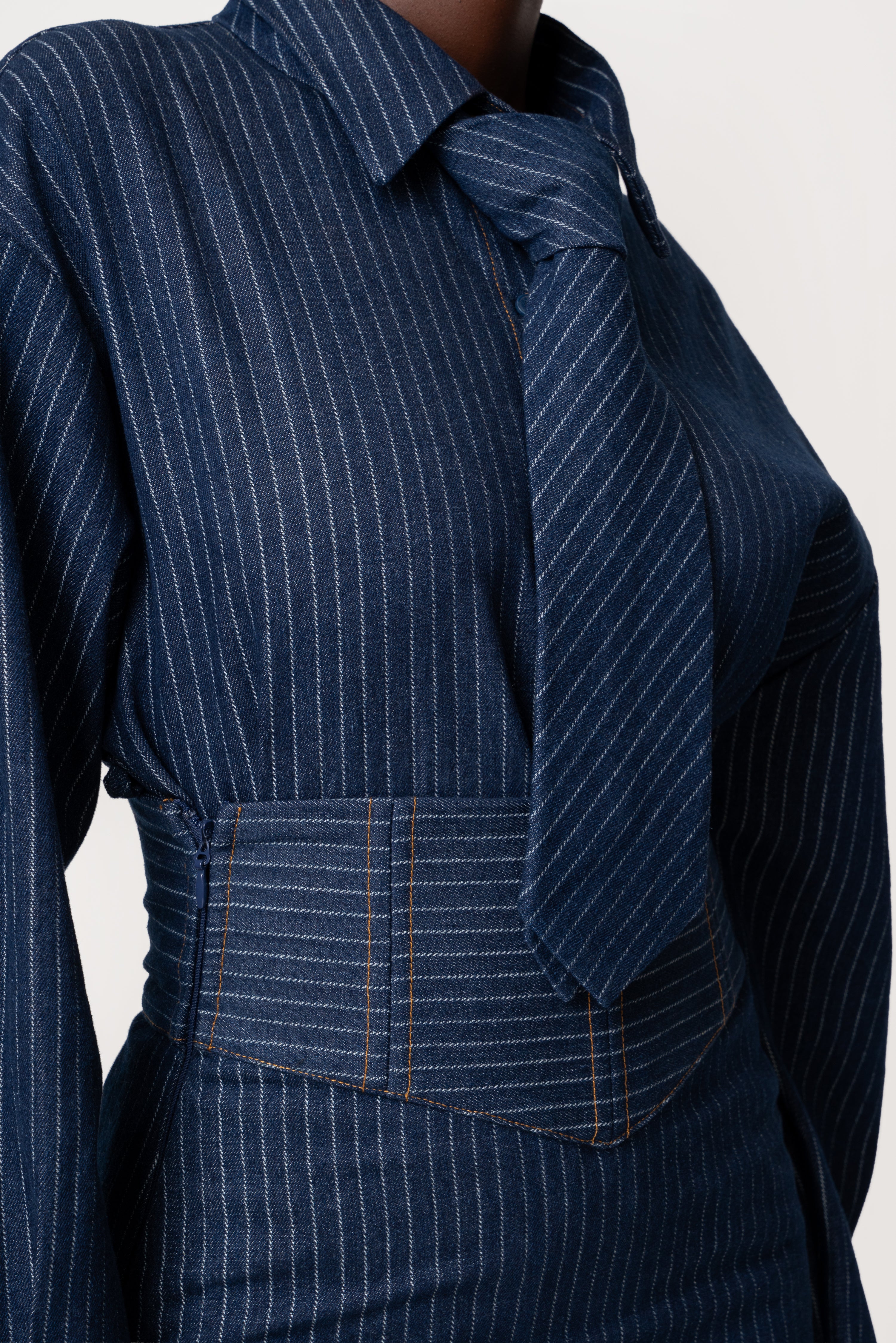 Denim Pinstripe MIKA Necktie – OFUURE