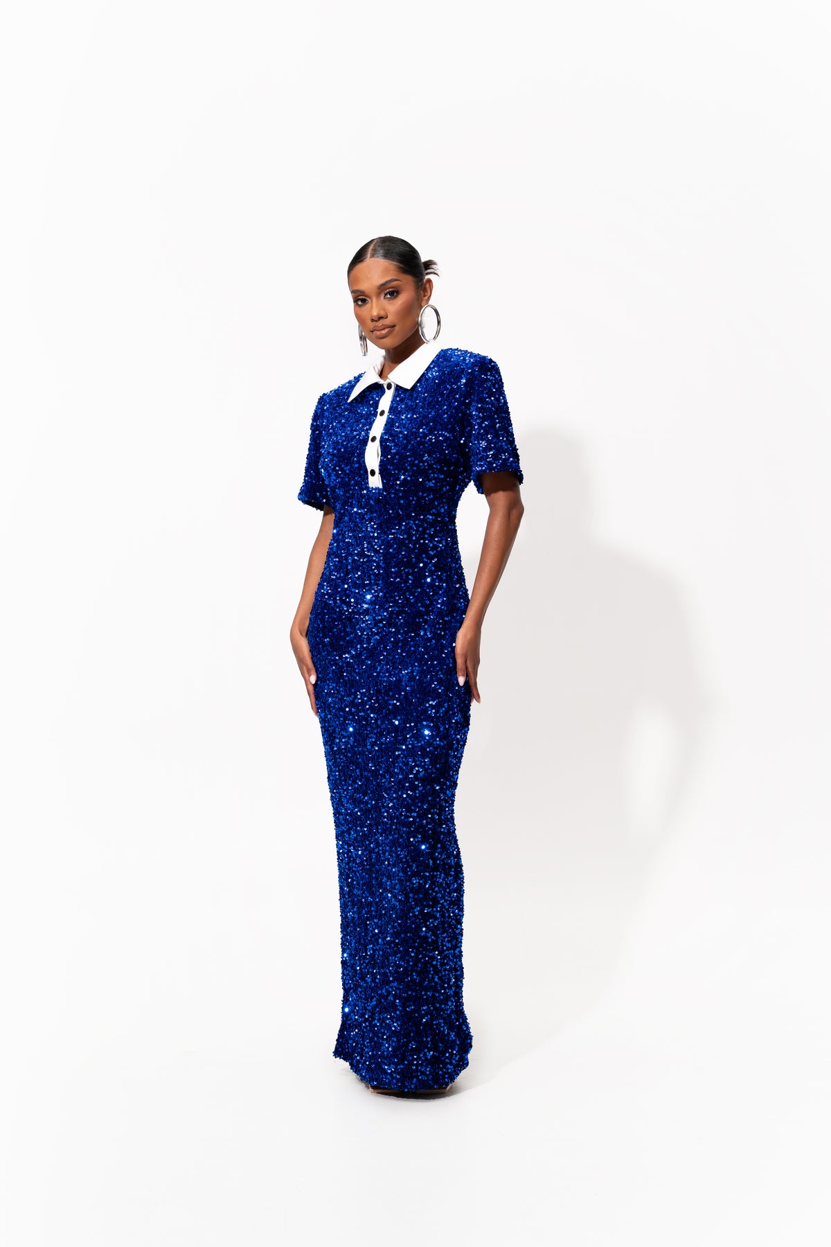 DAYA Sequin Maxi Dress in SAPPHIRE – OFUURE
