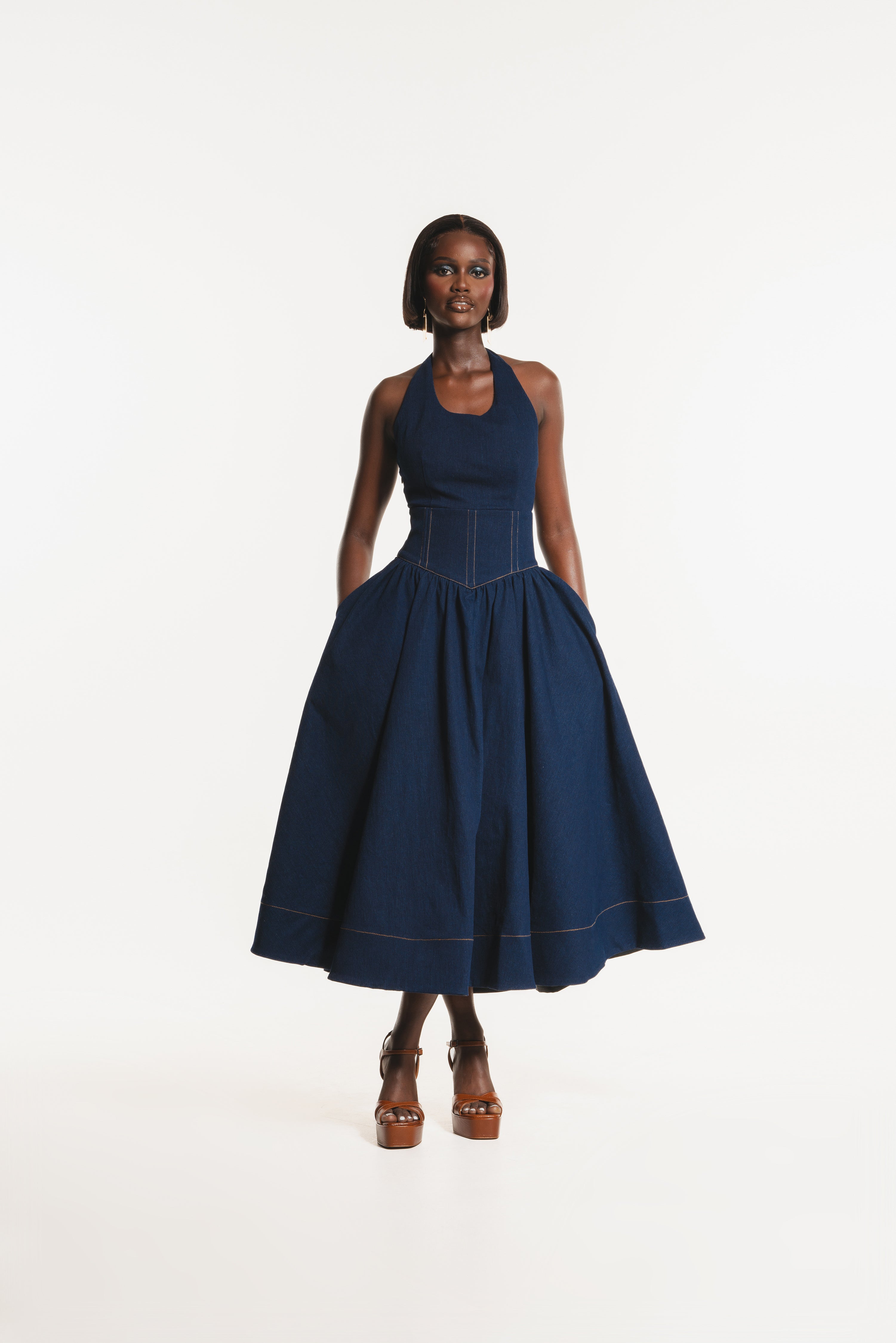 Denim DIANE Midi Dress – OFUURE
