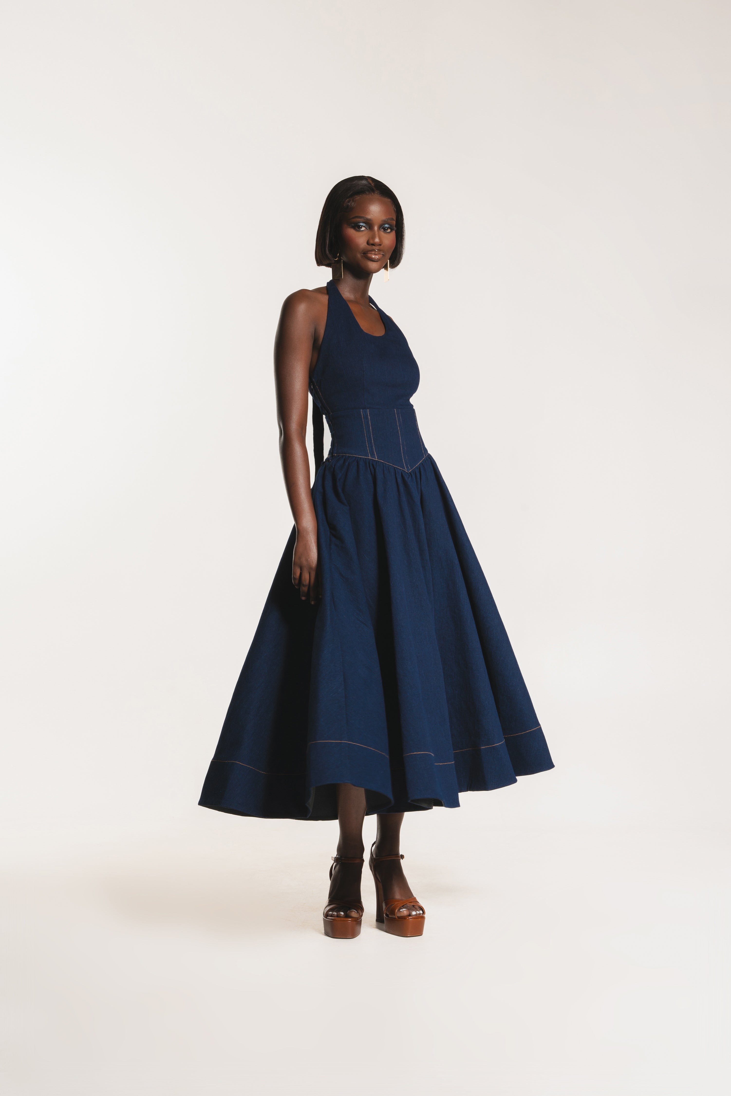 Denim DIANE Midi Dress – OFUURE