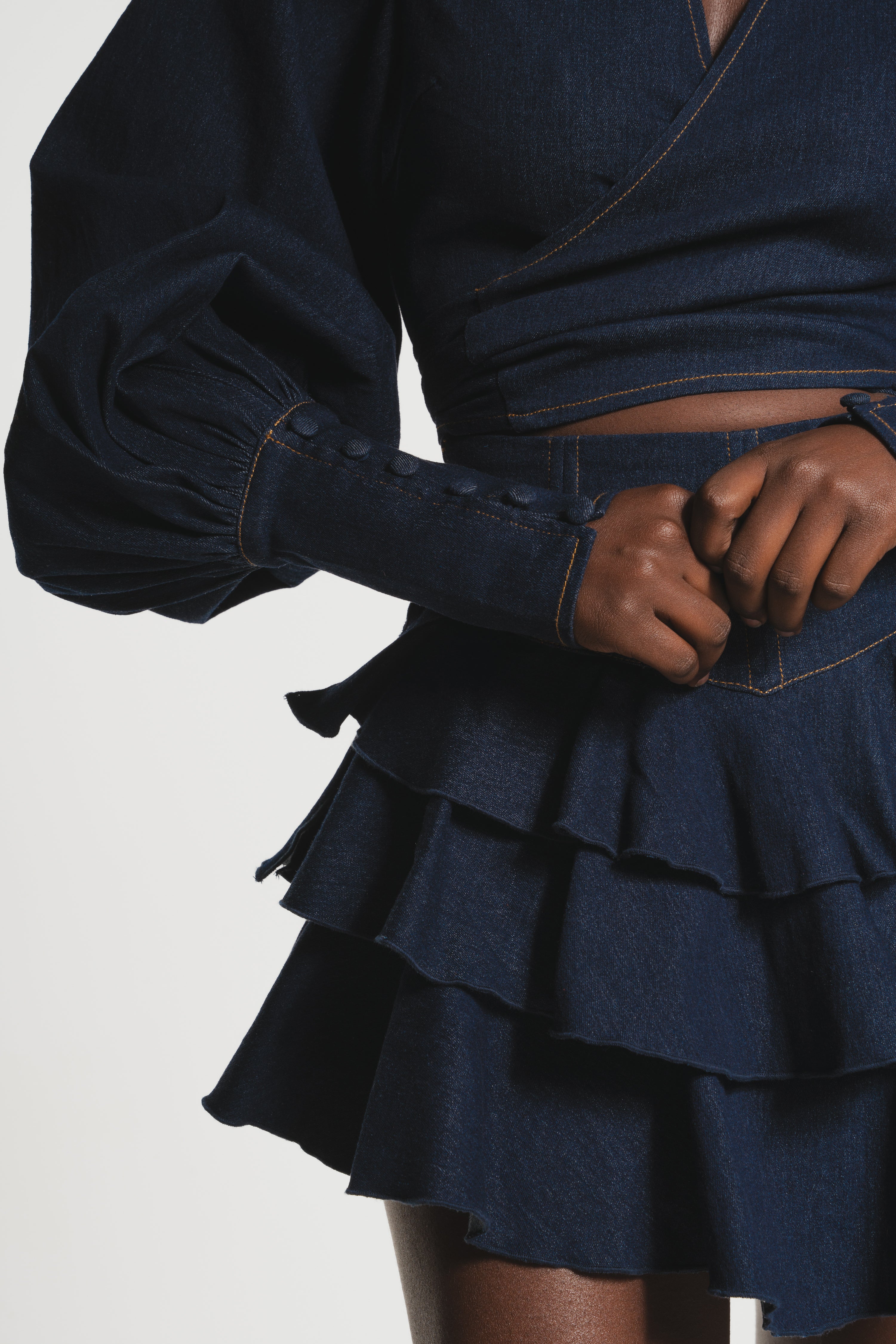 Denim DANA Wrap top – OFUURE