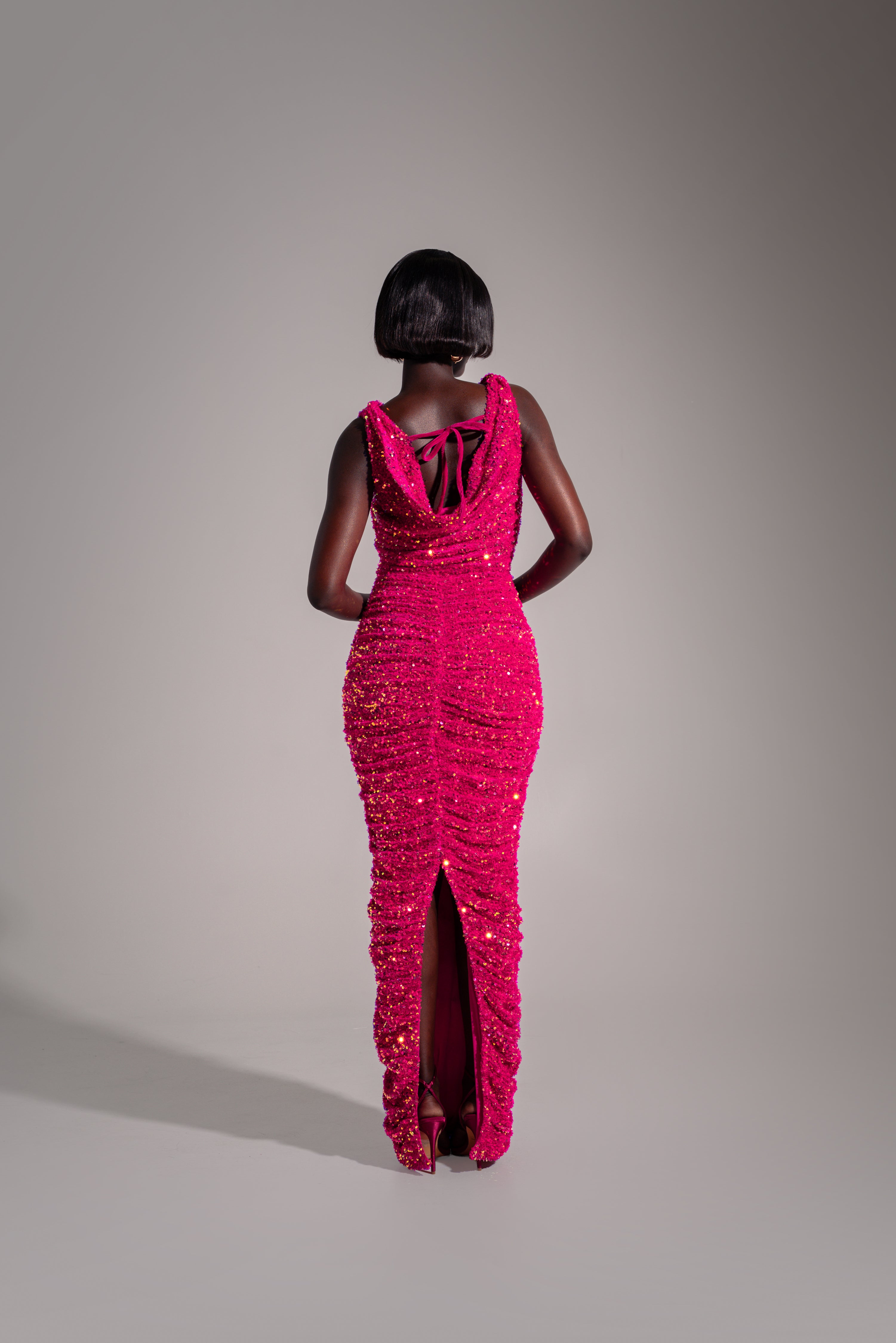 JESS Sequin Maxi Dress in PINK SPINEL – OFUURE