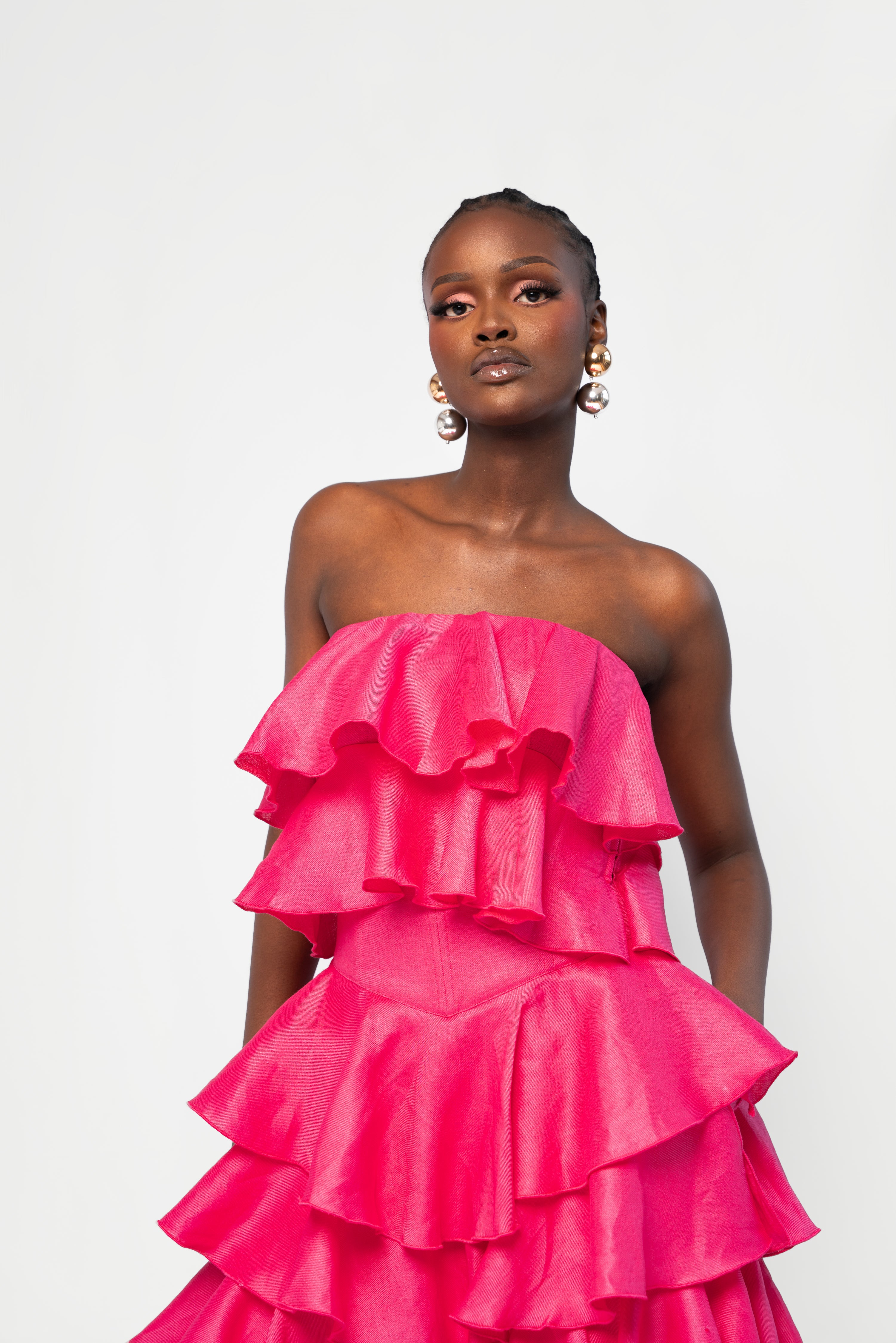 Linen KOKO Ruffle Top in Pink – OFUURE