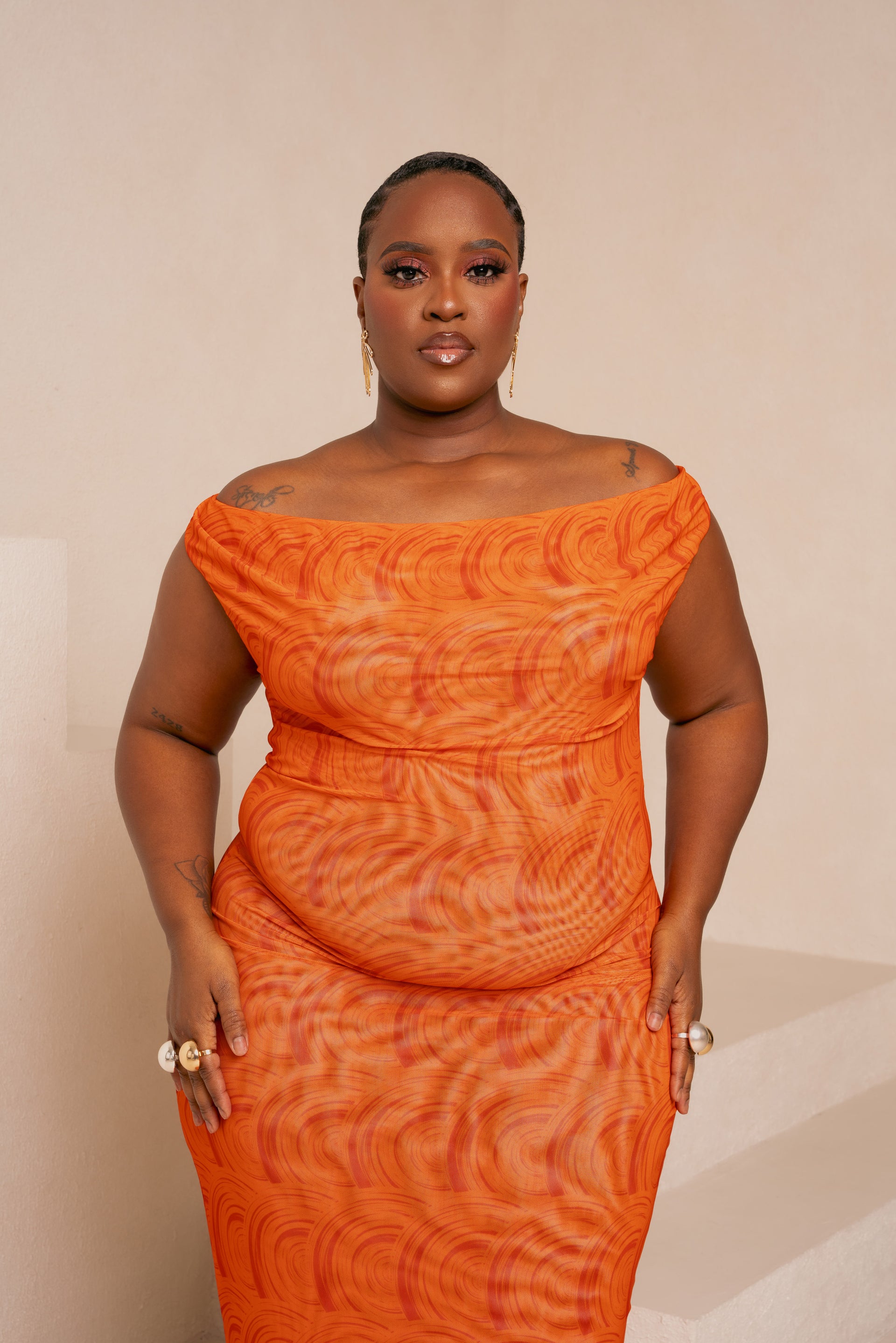 IZA ORANGE COWL MAXI DRESS – OFUURE